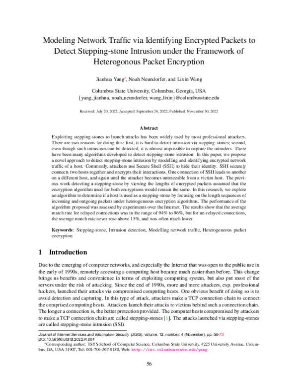 (PDF) Modeling Network Traffic via Identifying Encrypted Packets to Detect Stepping-stone ...