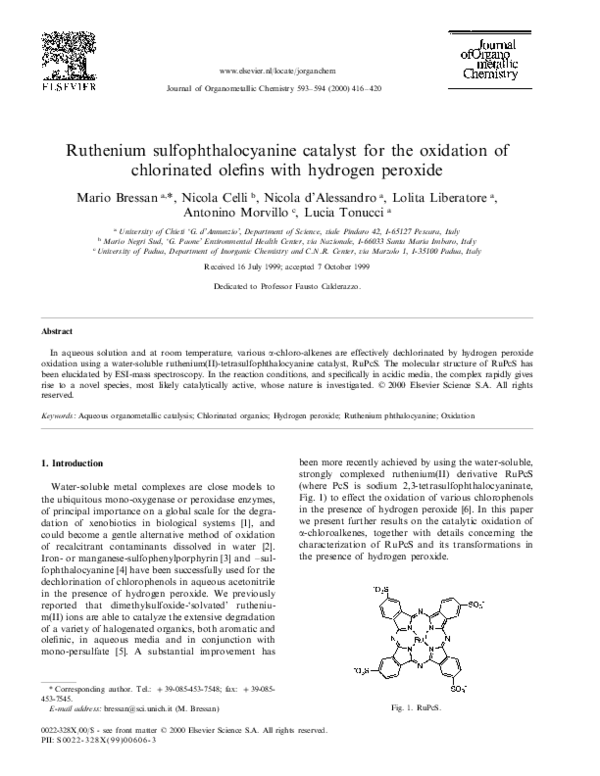 (PDF) Ruthenium sulfophthalocyanine catalyst for the oxidation of ...