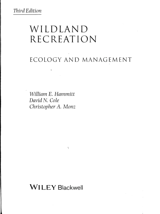 (PDF) Wildland Recreation Ecology and Management