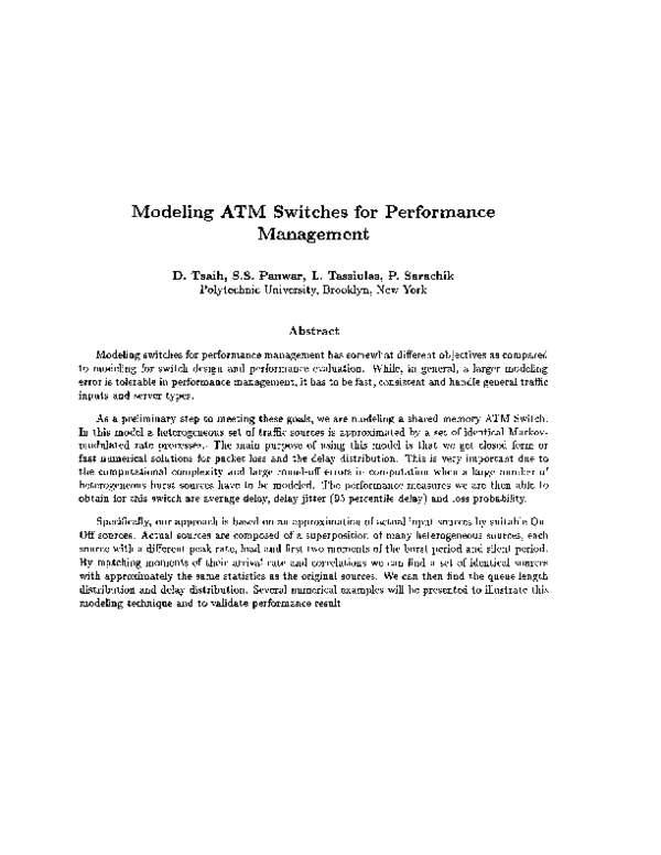 (PDF) Modeling ATM switches for performance management