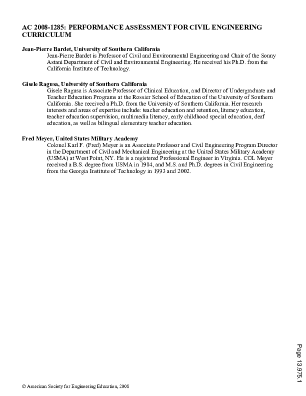 (PDF) Performance Assessment For Civil Engineering Curriculum