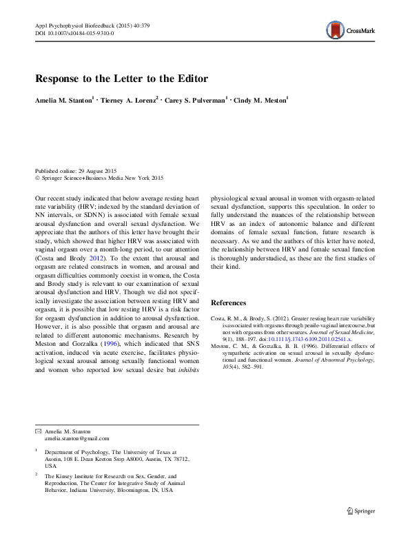 (PDF) Response to the Letter to the Editor | Cindy Meston - Academia.edu