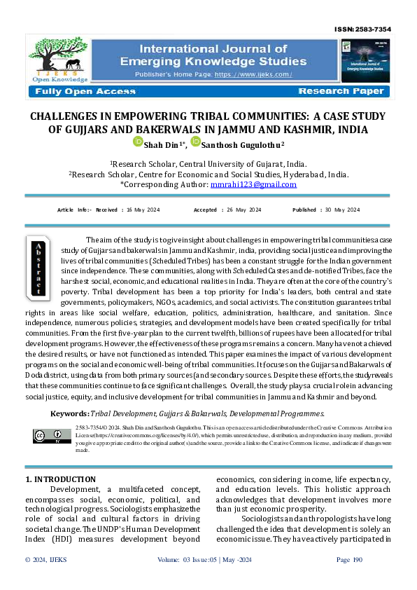 (PDF) CHALLENGES IN EMPOWERING TRIBAL COMMUNITIES: A CASE STUDY OF ...