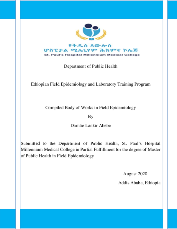 (PDF) Compiled Body of Works in Field Epidemiology, Ethiopian Field ...