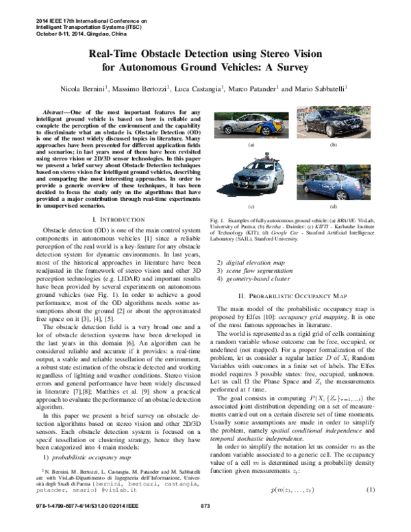 (PDF) Real-time obstacle detection using stereo vision for autonomous ...