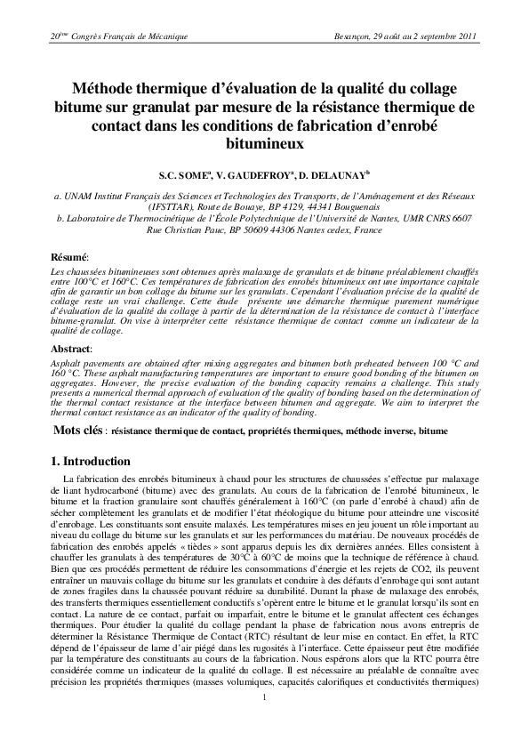 (PDF) Méthode thermique d'évaluation de la qualité du collage bitume ...