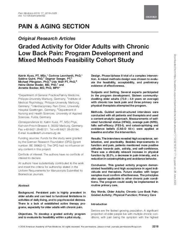 (PDF) Graded Activity for Older Adults with Chronic Low Back Pain ...