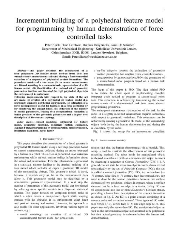 (PDF) Incremental Building of a Polyhedral Feature Model for Programming by Human Demonstration ...