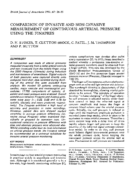 (PDF) Comparison of Invasive and Non-Invasive Measurement of Continuous ...