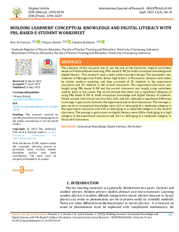 (PDF) Building Learners’ Conceptual Knowledge and Digital Literacy with ...