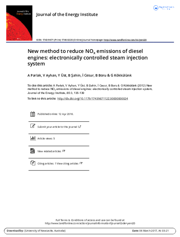(PDF) New method to reduce NOx emissions of diesel engines ...