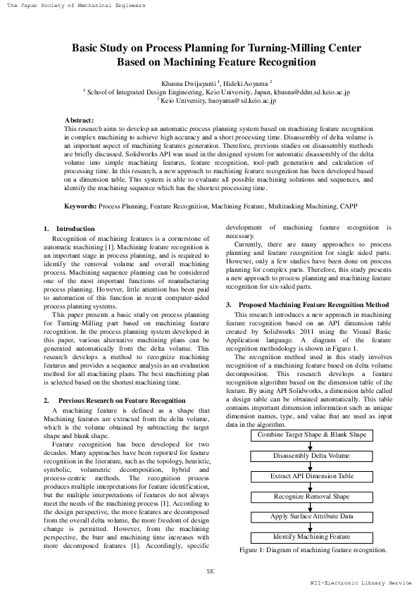 (PDF) D020 Basic Study on Process Planning for Turning-Milling Center Based on Machining Feature ...