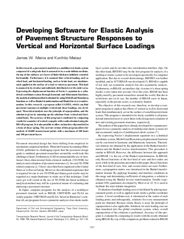(PDF) Developing Software for Elastic Analysis of Pavement Structure ...