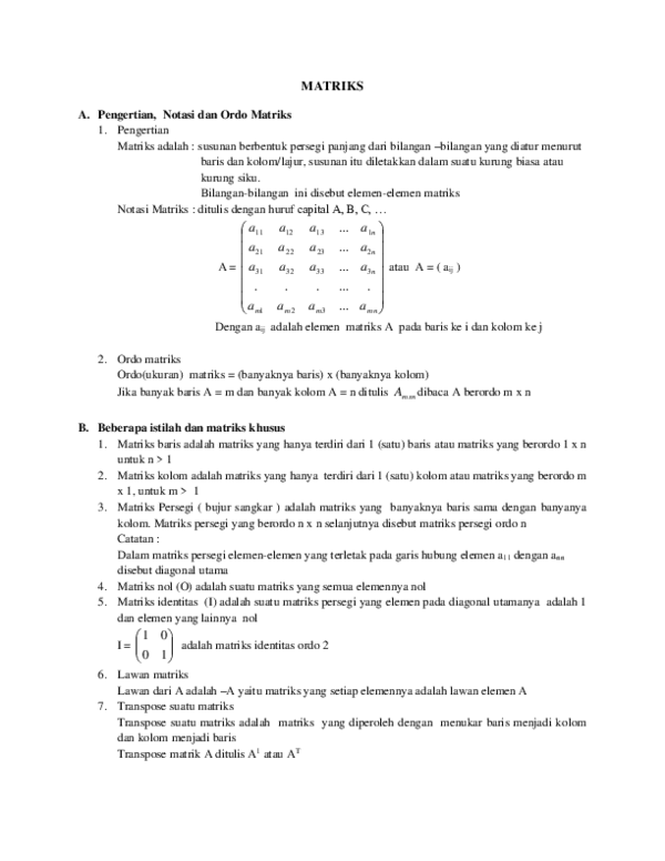 (PDF) RINGKASAN MATRIKS