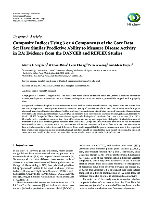 Composite Indices Using 3 or 4 Components of the Core Data Set Have ...