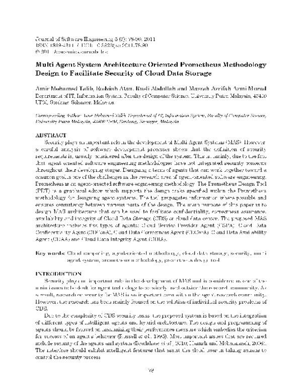 (PDF) Multi Agent System Architecture Oriented Prometheus Methodology Design to Facilitate ...