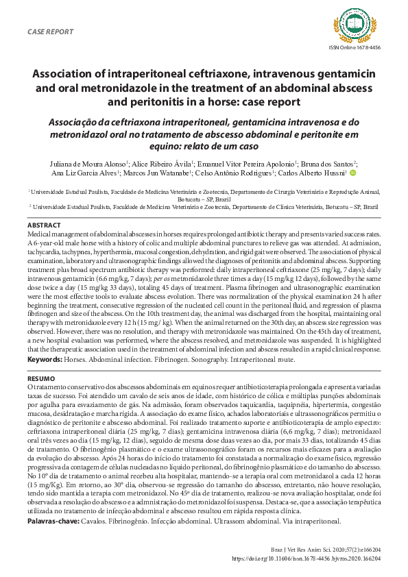 (PDF) Association of intraperitoneal ceftriaxone, intravenous ...