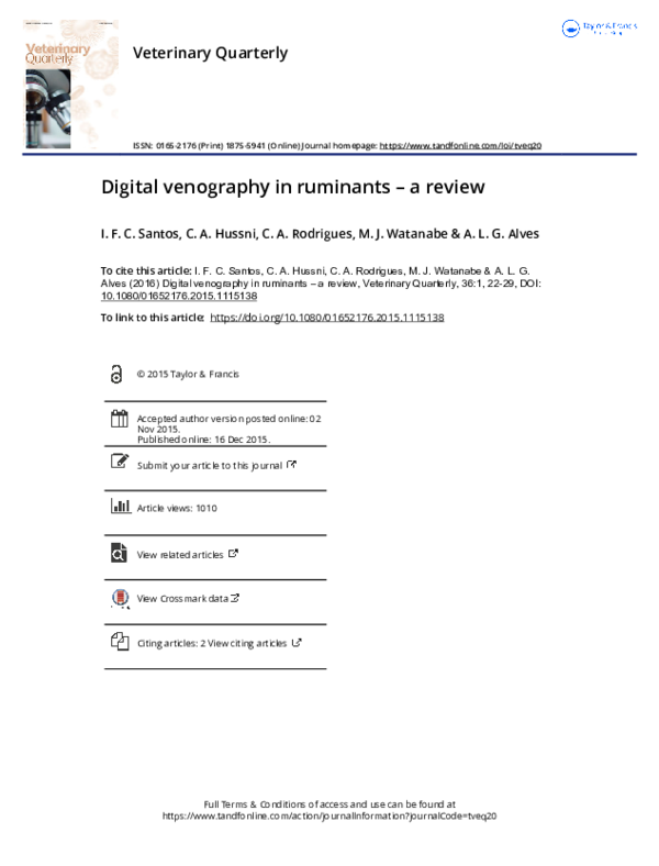 (PDF) Digital venography in ruminants – a review