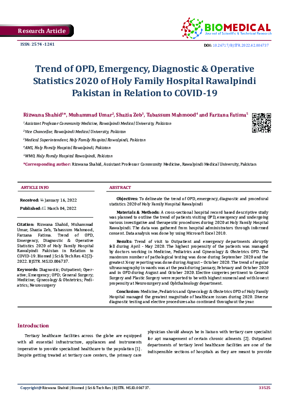 (PDF) Trend of OPD, Emergency, Diagnostic & Operative Statistics 2020 ...