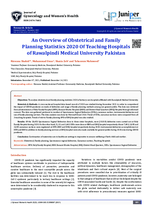 (PDF) An Overview of Obstetrical and Family Planning Statistics 2020 Of ...