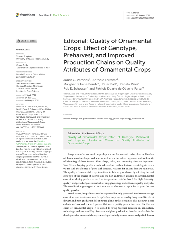 (PDF) Editorial: Quality of Ornamental Crops: Effect of Genotype ...