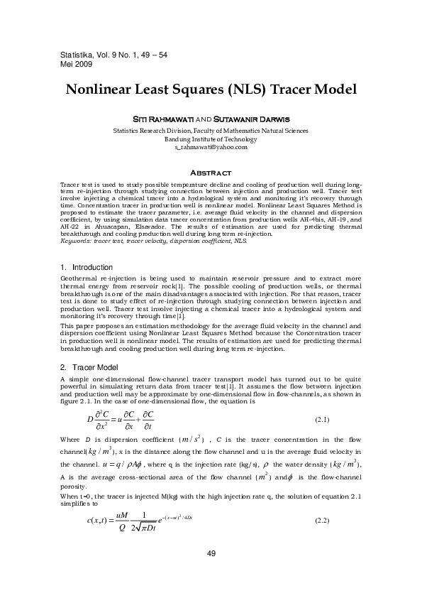 (PDF) Nonlinear Least Squares (NLS) Tracer Model