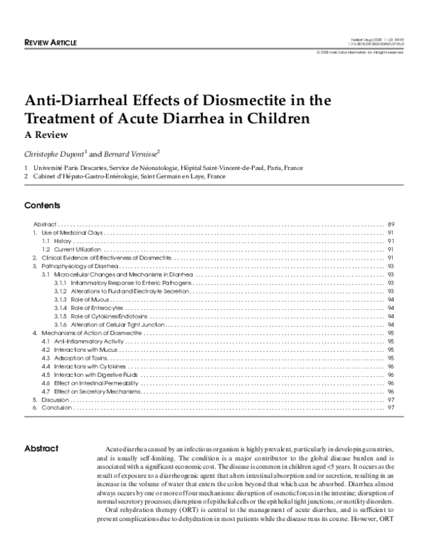 (PDF) Anti-Diarrheal Effects of Diosmectite in the Treatment of Acute ...