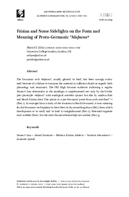 (PDF) Frisian and Norse Sidelights on the Form and Meaning of Proto ...