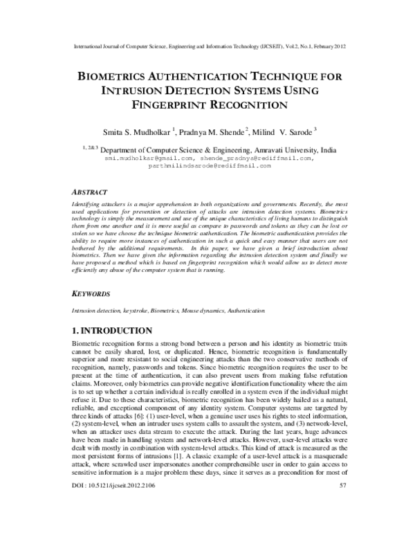 Pdf Biometrics Authentication Technique For Intrusion Detection 5209