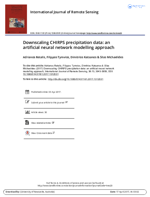 Pdf Downscaling Chirps Precipitation Data An Artificial Neural Network Modelling Approach