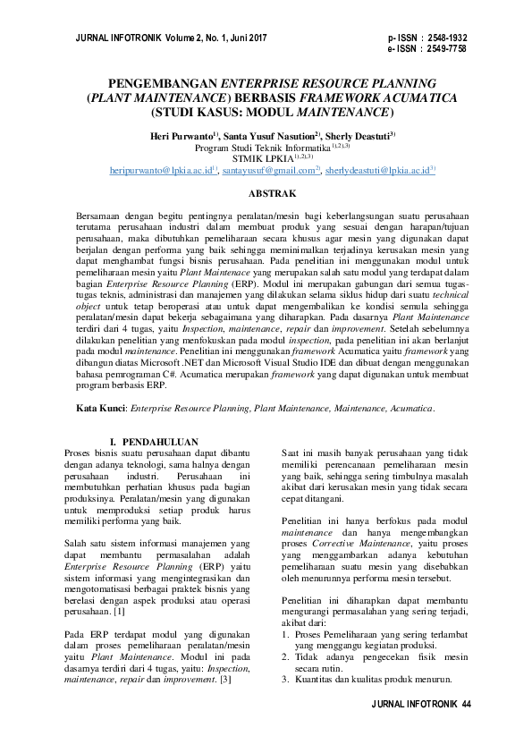 (PDF) Pengembangan Enterprise Resource Planning (Plant Maintenance ...