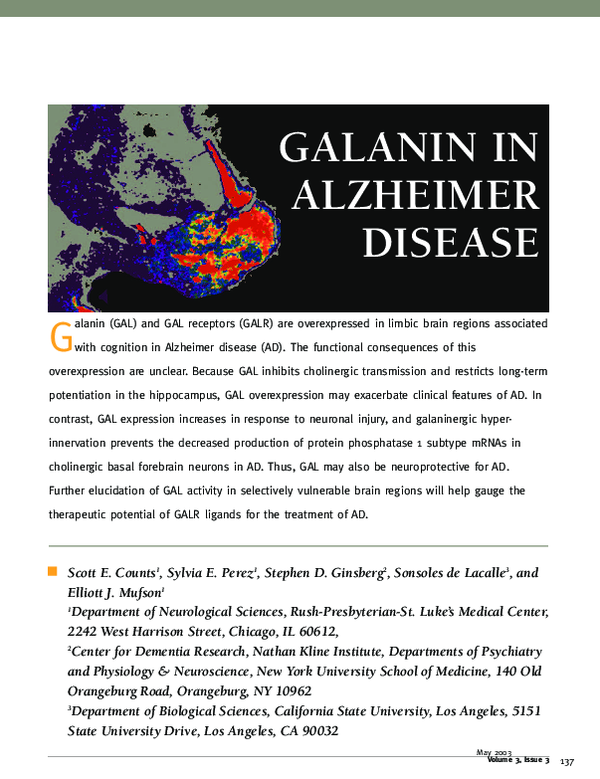 (PDF) Galanin's Dual Role in Alzheimer Disease: Neuroprotection vs ...