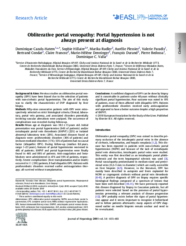 (PDF) Obliterative portal venopathy: Portal hypertension is not always ...