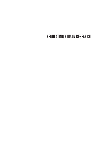 (PDF) Regulating Human Research