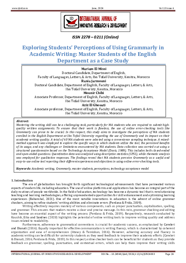 (PDF) Exploring Students' Perceptions of Using Grammarly in Academic ...