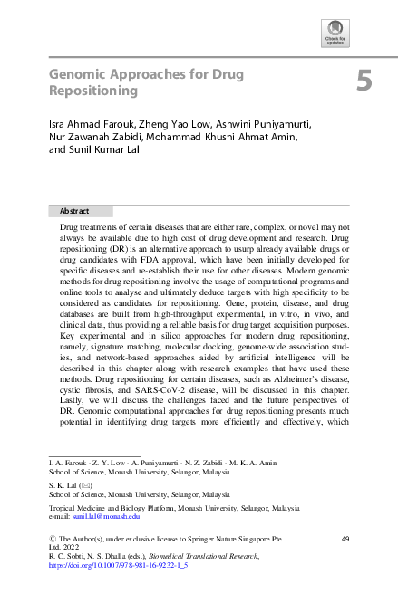 (PDF) Genomic Approaches for Drug Repositioning