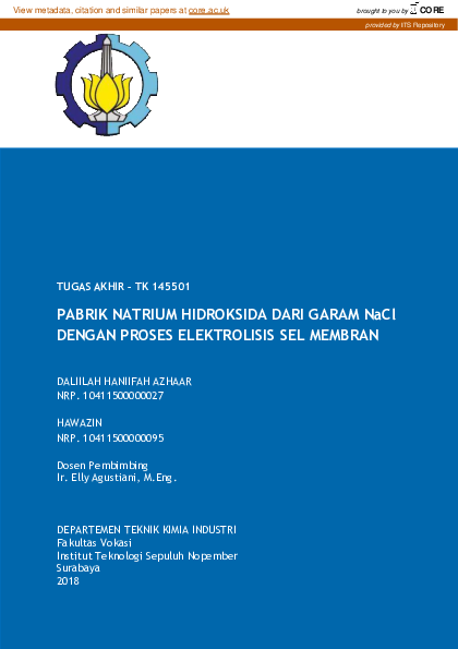 (PDF) Pabrik Natrium Hidroksida dari Garam NaCl dengan Proses ...
