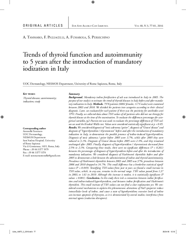 (PDF) Trends of thyroid function and autoimmunity to 5 years after the ...