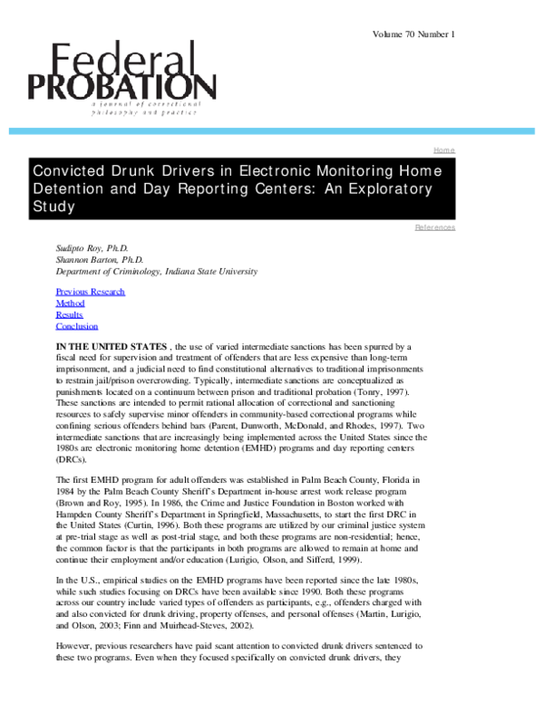 (PDF) Convicted drunk drivers in electronic monitoring home detention ...