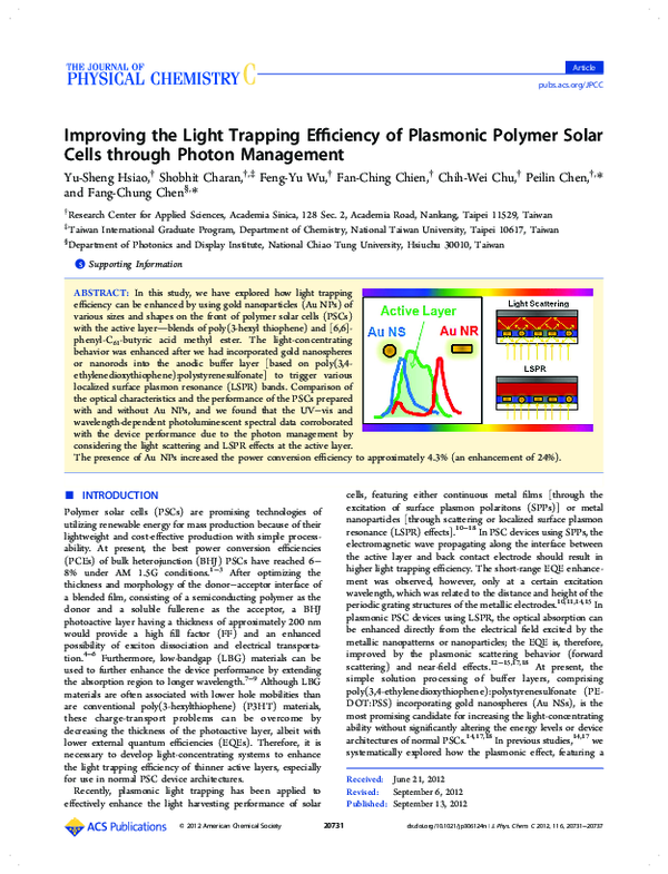(PDF) Improving the Light Trapping Efficiency of Plasmonic Polymer ...