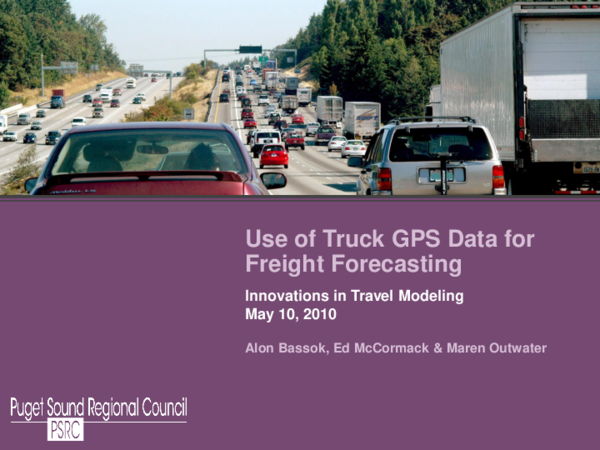 (PDF) Use of Truck GPS Data for Freight Forecasting | Maren Outwater ...