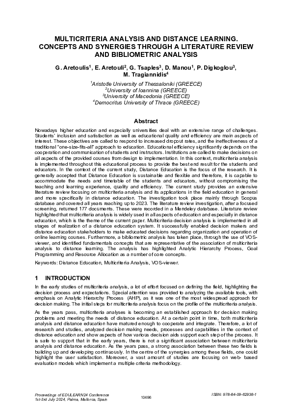 (PDF) MULTICRITERIA ANALYSIS AND DISTANCE LEARNING. CONCEPTS AND ...
