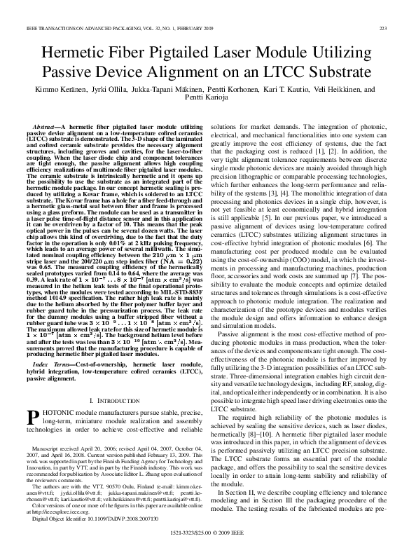(PDF) Hermetic Fiber Pigtailed Laser Module Utilizing Passive Device ...
