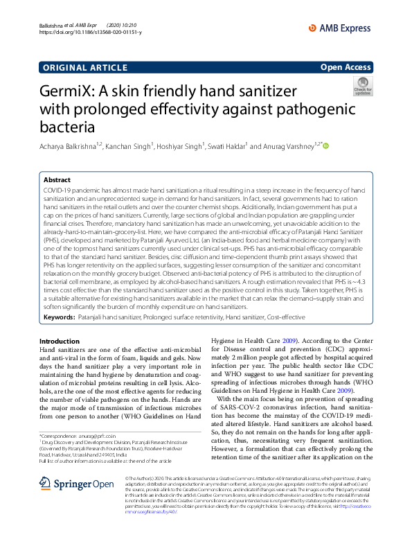 (PDF) GermiX: A skin friendly hand sanitizer with prolonged effectivity ...