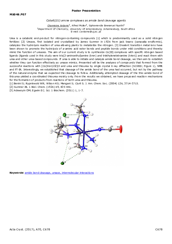 (PDF) Cobalt(III) amine complexes as amide-bond cleavage agents