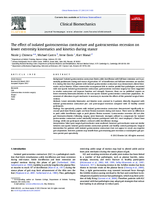 (PDF) The effect of isolated gastrocnemius contracture and ...