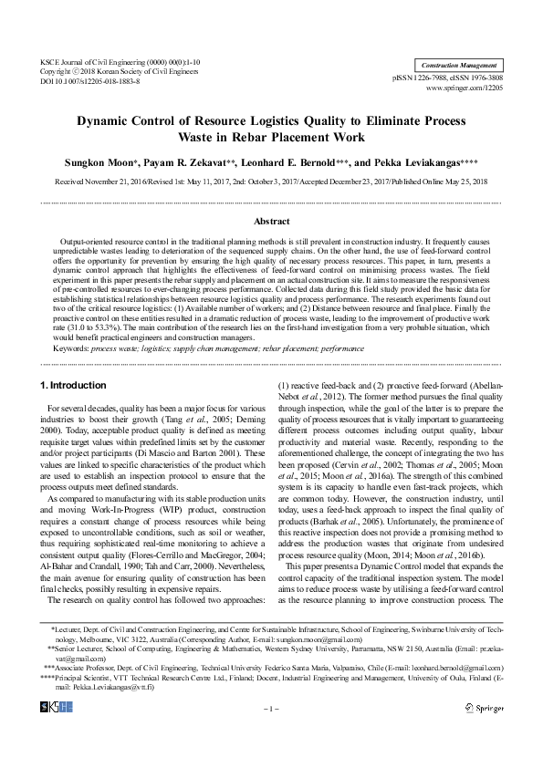 (PDF) Dynamic Control of Resource Logistics Quality to Eliminate Process Waste in Rebar ...