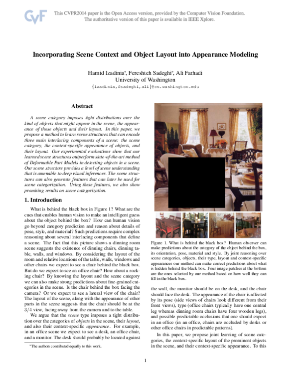 (PDF) Incorporating Scene Context and Object Layout into Appearance Modeling
