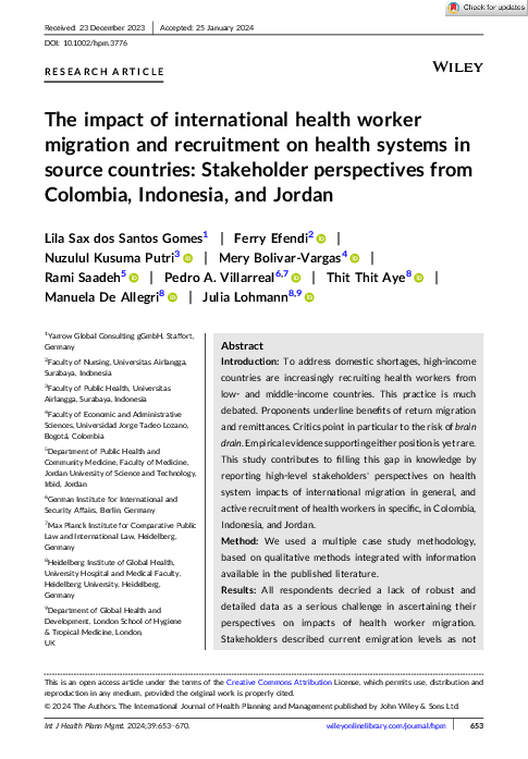 (PDF) The impact of international health worker migration and ...