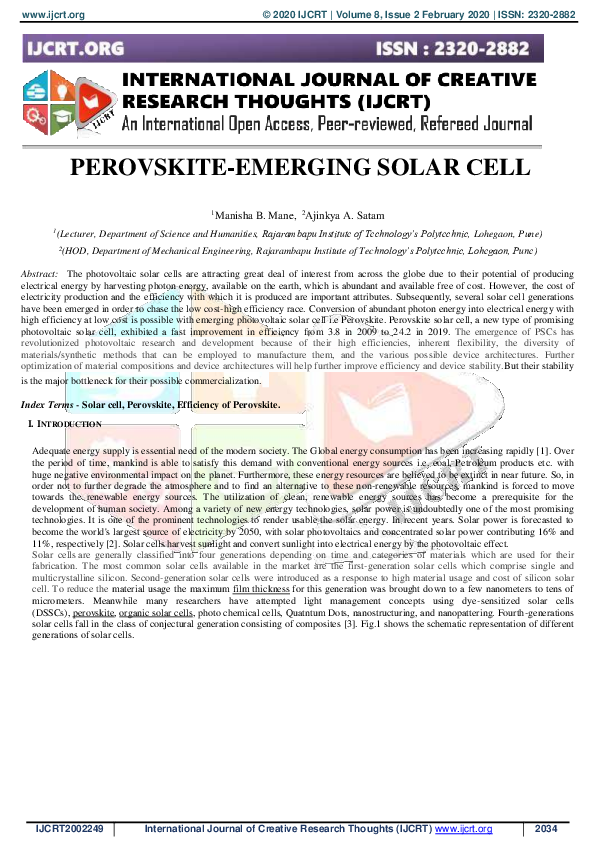 (PDF) Perovskite-Emerging Solar Cell
